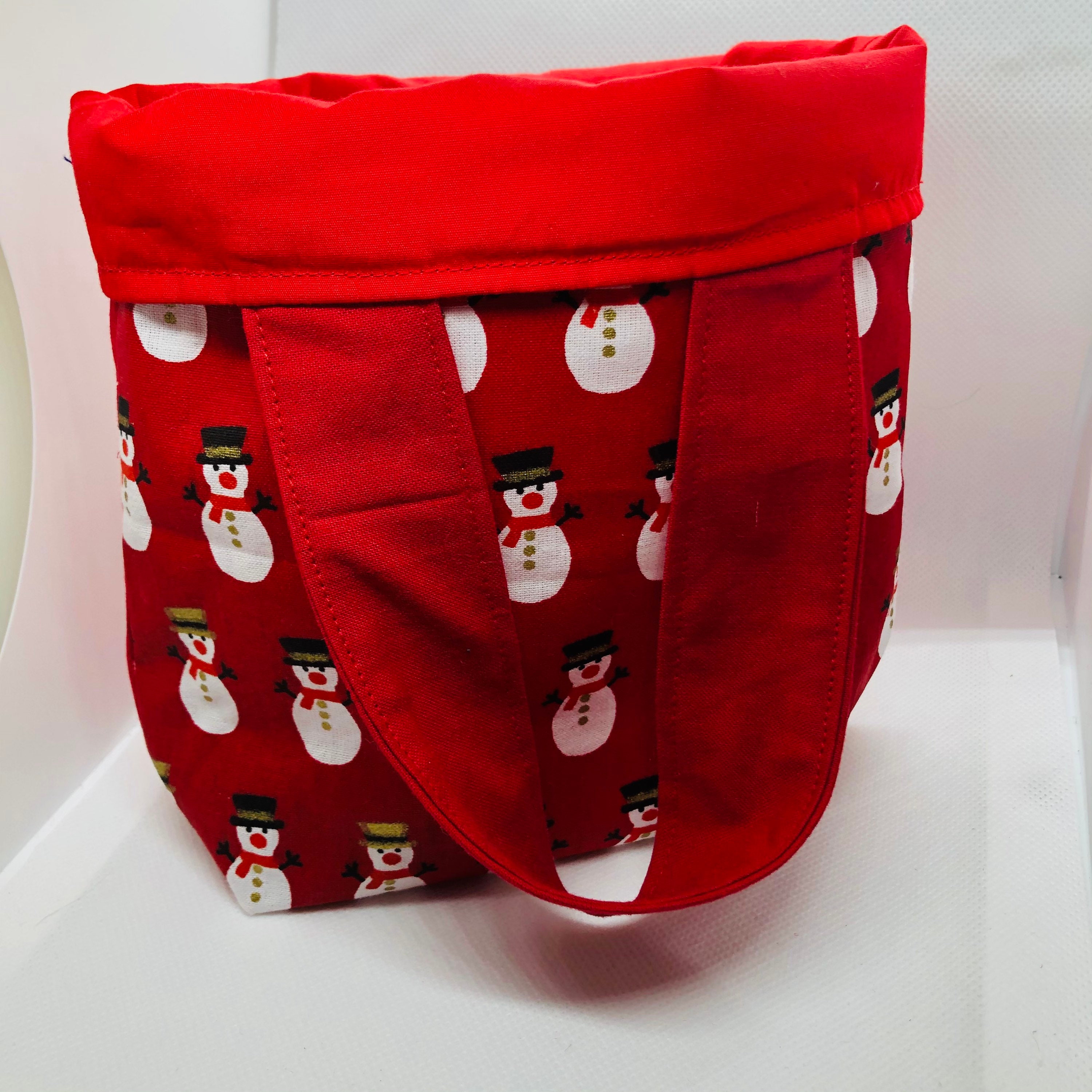 Christmas Gift bag Snowman mini gift bag fully lined | Etsy