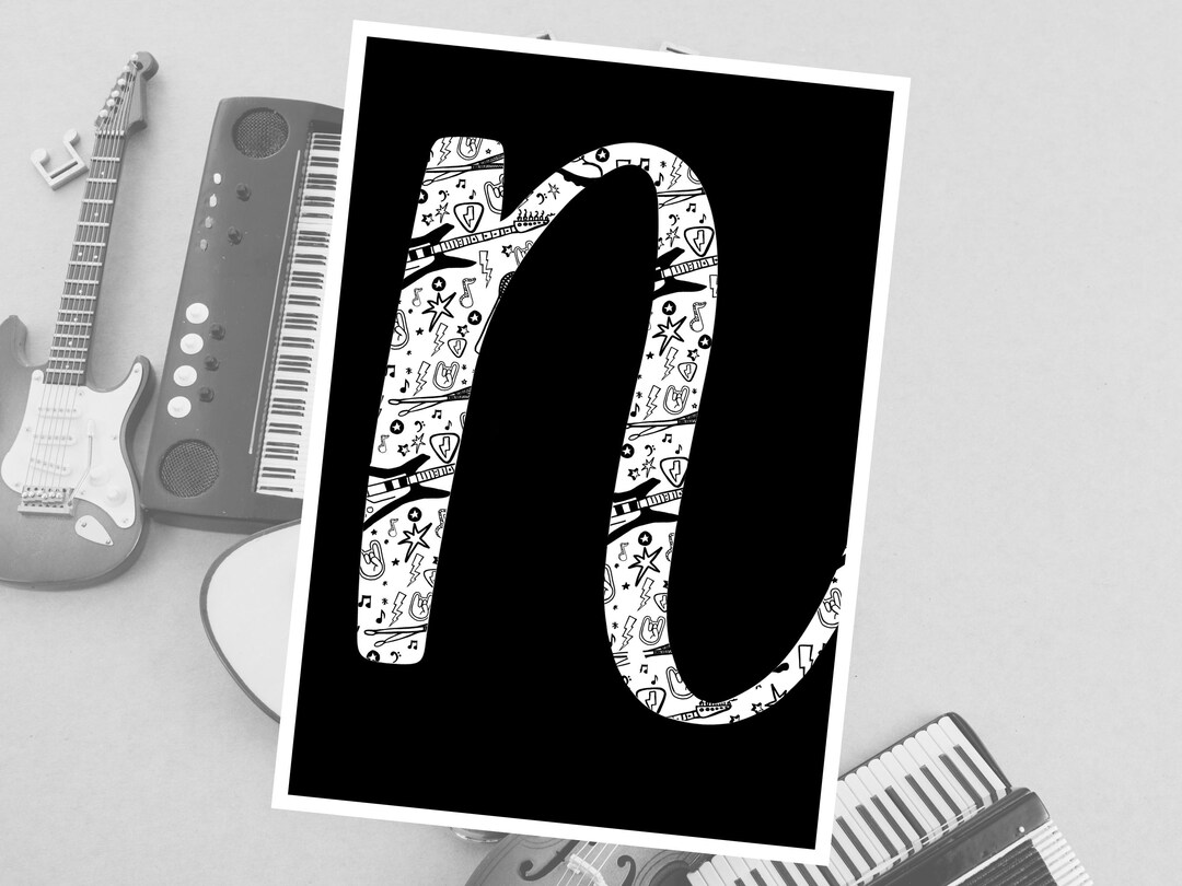 Letter 'N' Poster for a Nursery Rock and Roll Baby Gift Alternative ...