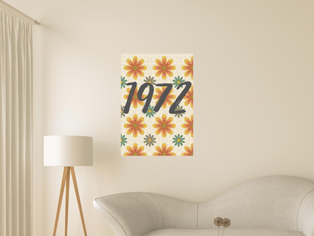 1972 Poster Digital Download Poster Born in 1970s Gift 1970s Style ...