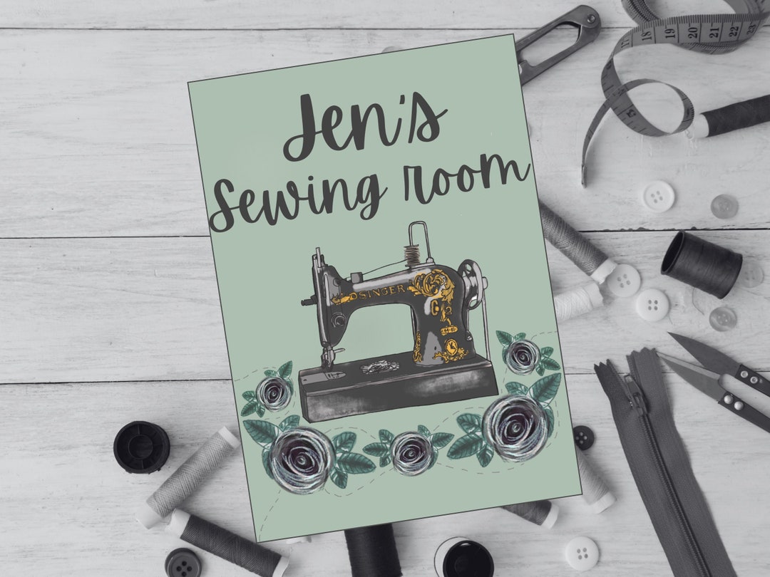 Personalised Sewing Room Poster in Sage Green Made to Order Download ...