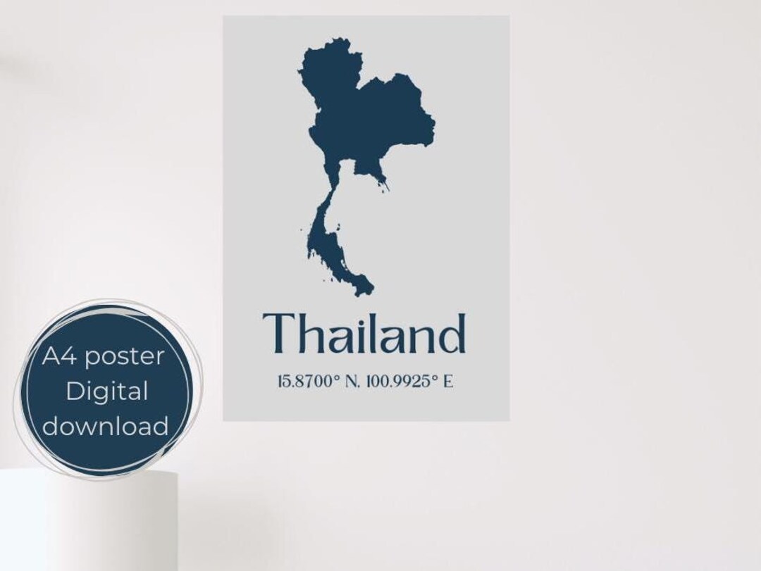 Map of Thailand Thailand Travel Poster Thailand Travel Gift Modern ...