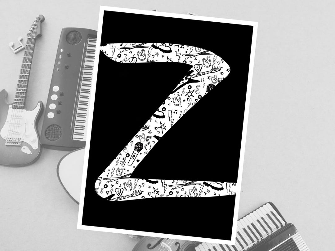Letter 'Z' Poster for a Nursery simple Rock and Roll Baby Gift ...