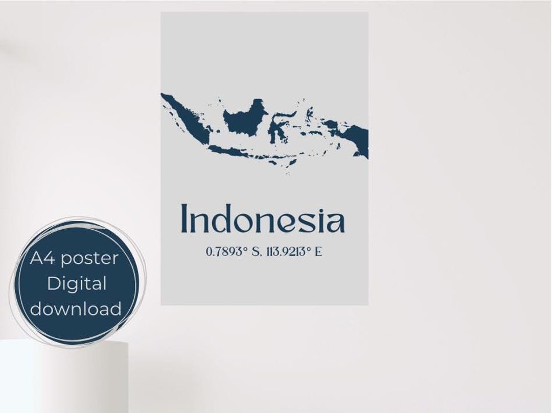 Map of Indonesia Indonesia Travel Poster Indonesia Travel Gift Modern ...