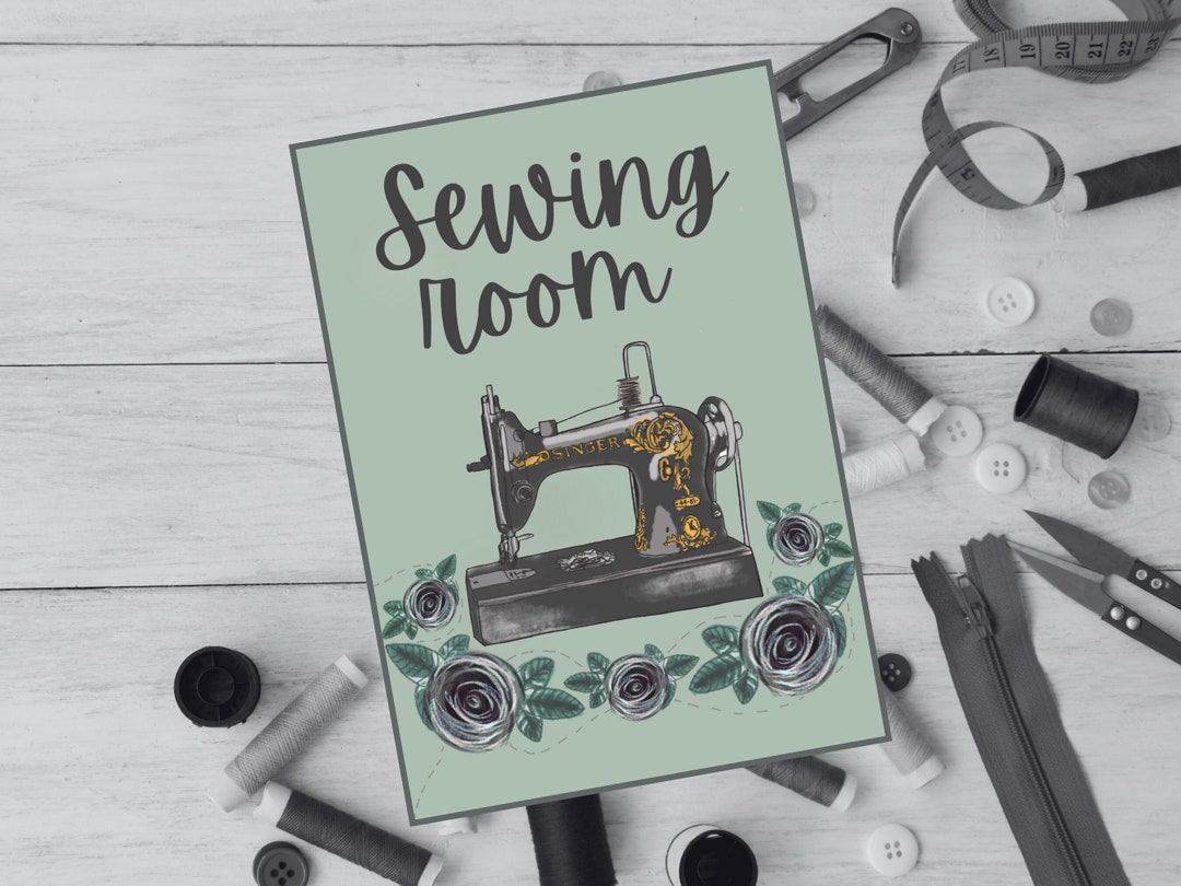 Sewing Room Poster in Sage Green Digital Download Artwork Original ...