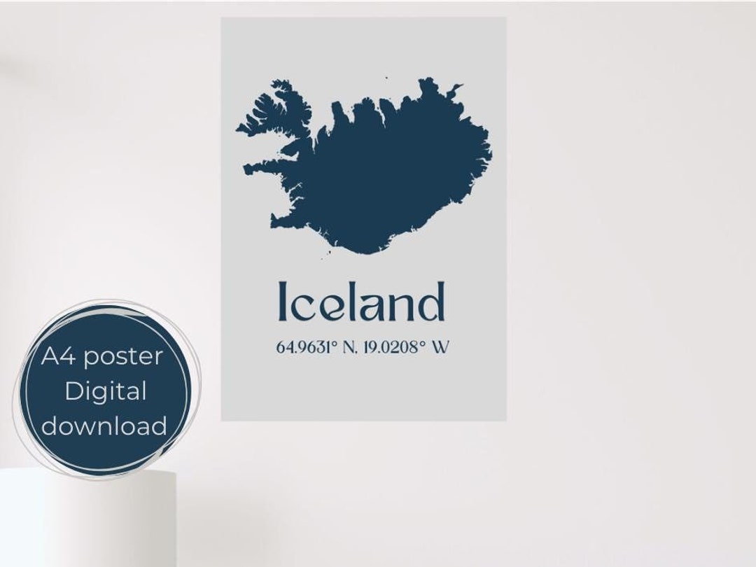 Map of Iceland Iceland Travel Poster Iceland Travel Gift Modern Poster ...