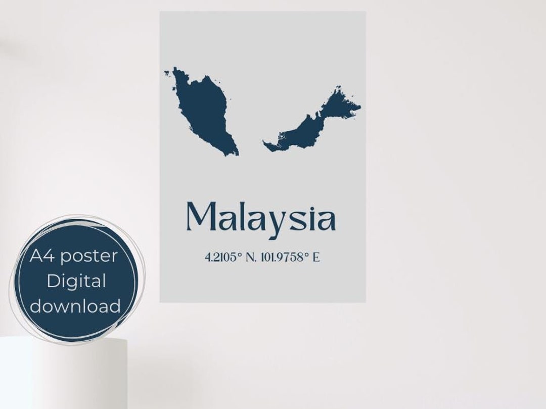 Map of Malaysia Malaysia Travel Poster Malaysia Travel Gift Modern ...