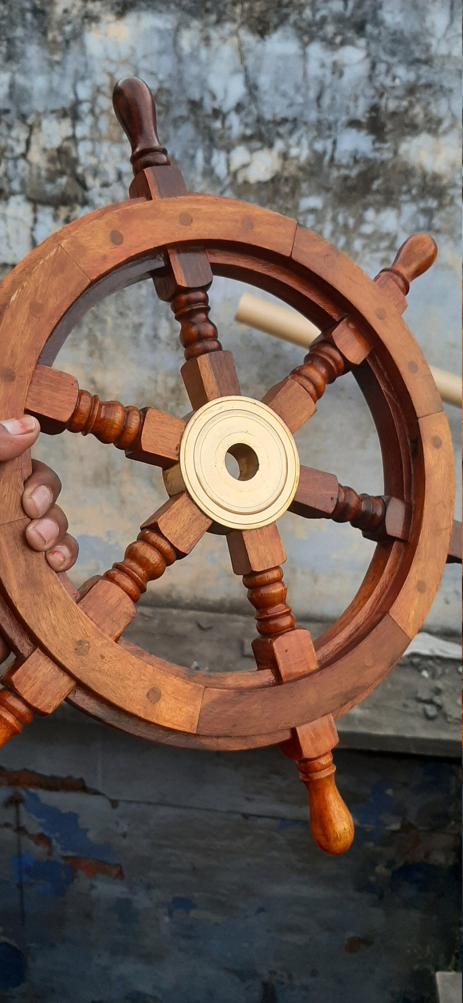18 inch Ship Wheel Wood Ship Wheel Brass Ring Rosewood Ship | Etsy