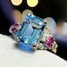 Natural Blue Topaz and Ruby Ring in Solid 925 Sterling Silver Designer ...