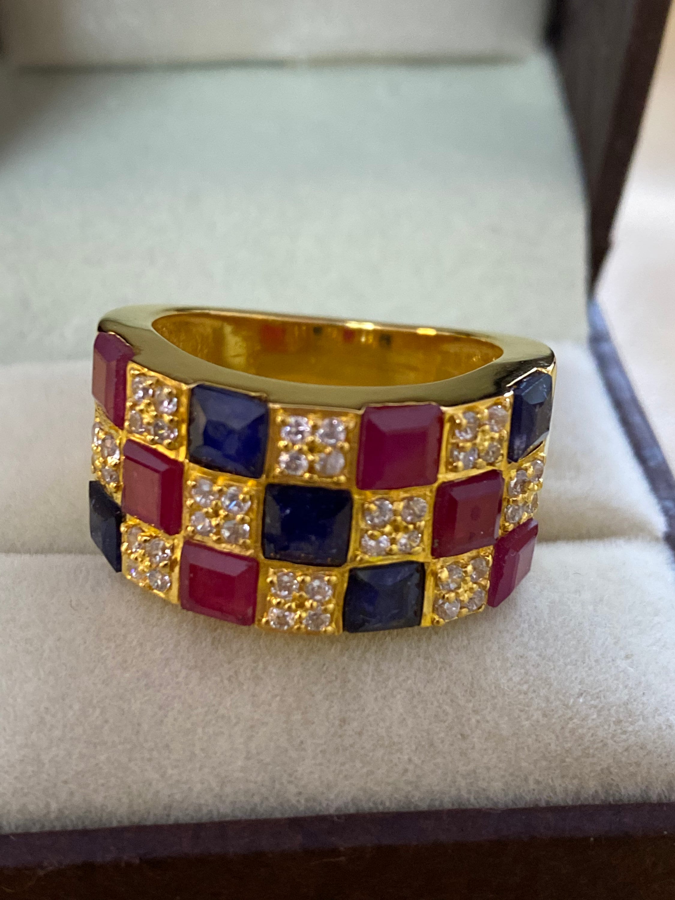 Natural Blue Sapphire and Ruby Men's Ring in Solid 925 - Etsy