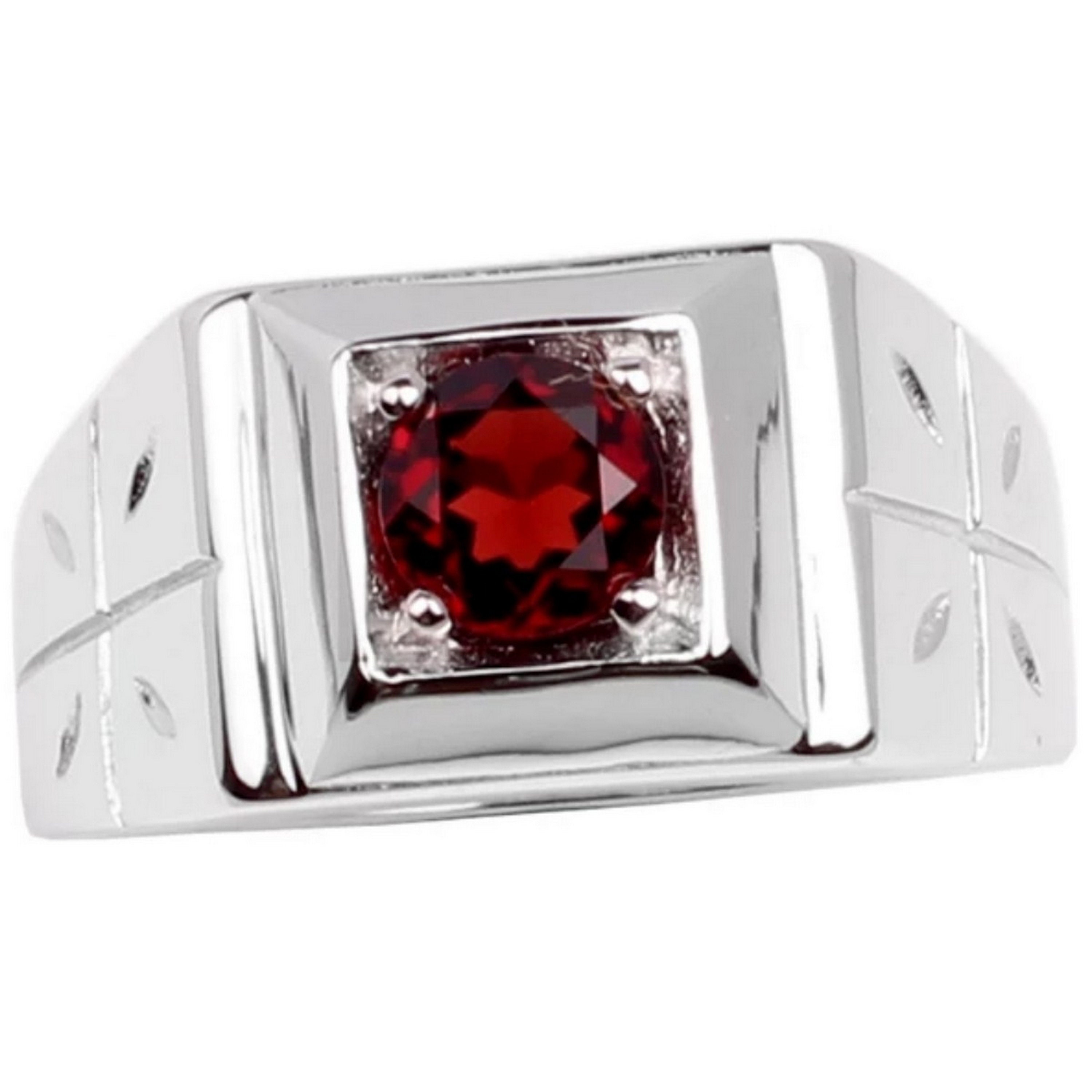 Natural Garnet Ring For Men Sterling Silver 925 Gents Ring | Etsy