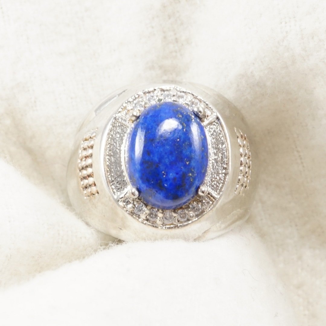 Buy Lapis Lazuli Men Ring, Solid 925 Sterling Silver Gents Ring, AAA ...