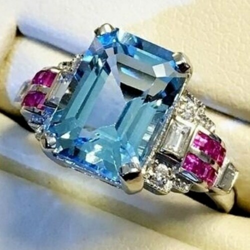 Natural Blue Topaz and Ruby Ring in Solid 925 Sterling Silver - Etsy