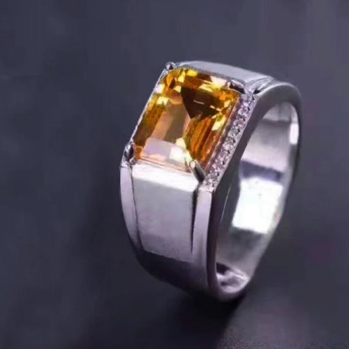 Natural Citrine Gem Men Ring in Solid 925 Sterling Silveraaa - Etsy
