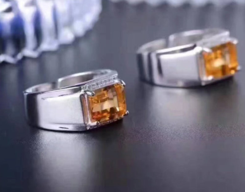 Natural Citrine Gem Men Ring in Solid 925 Sterling Silveraaa - Etsy