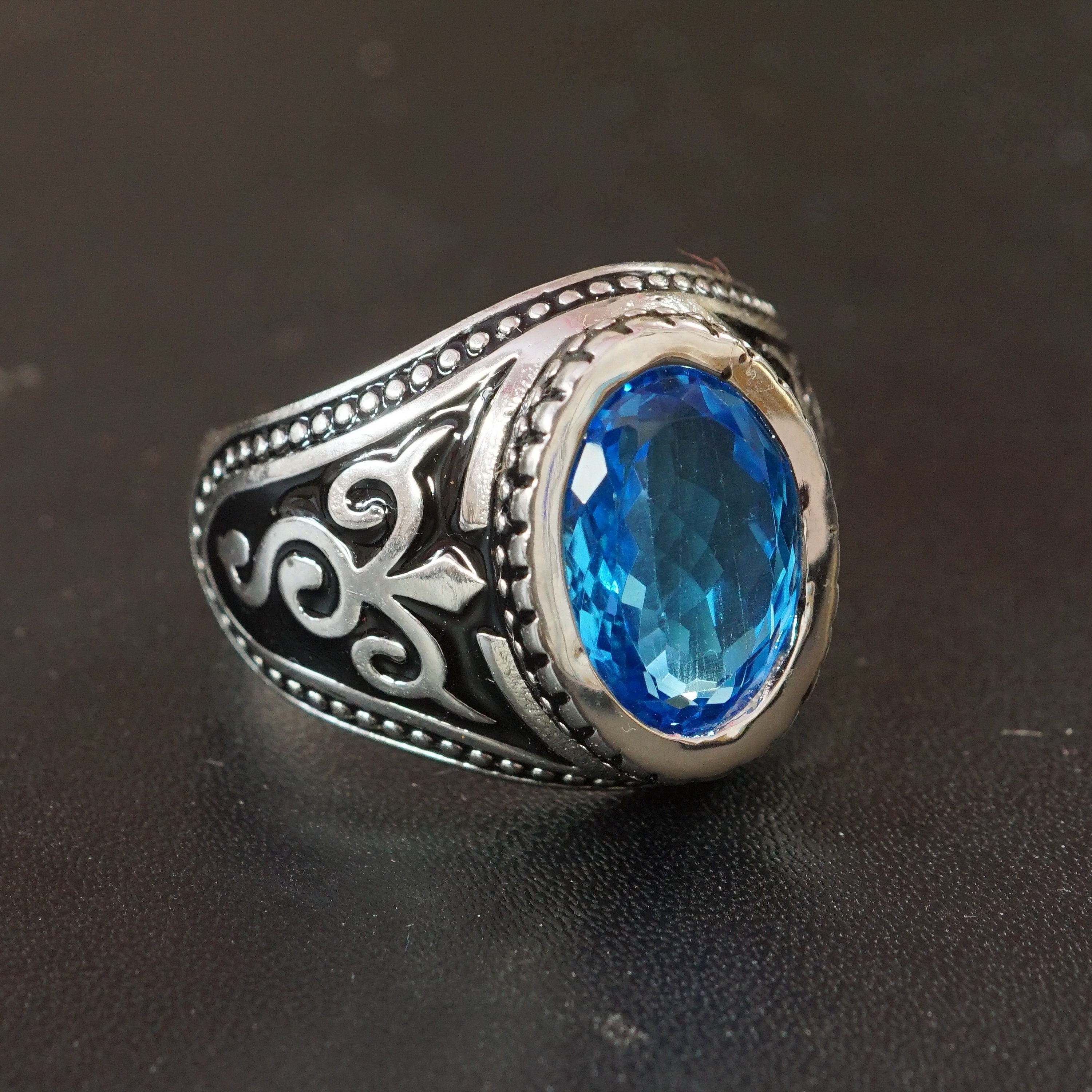 Blue Topaz Men's Ring 925 Sterling Silver Blue Topaz - Etsy