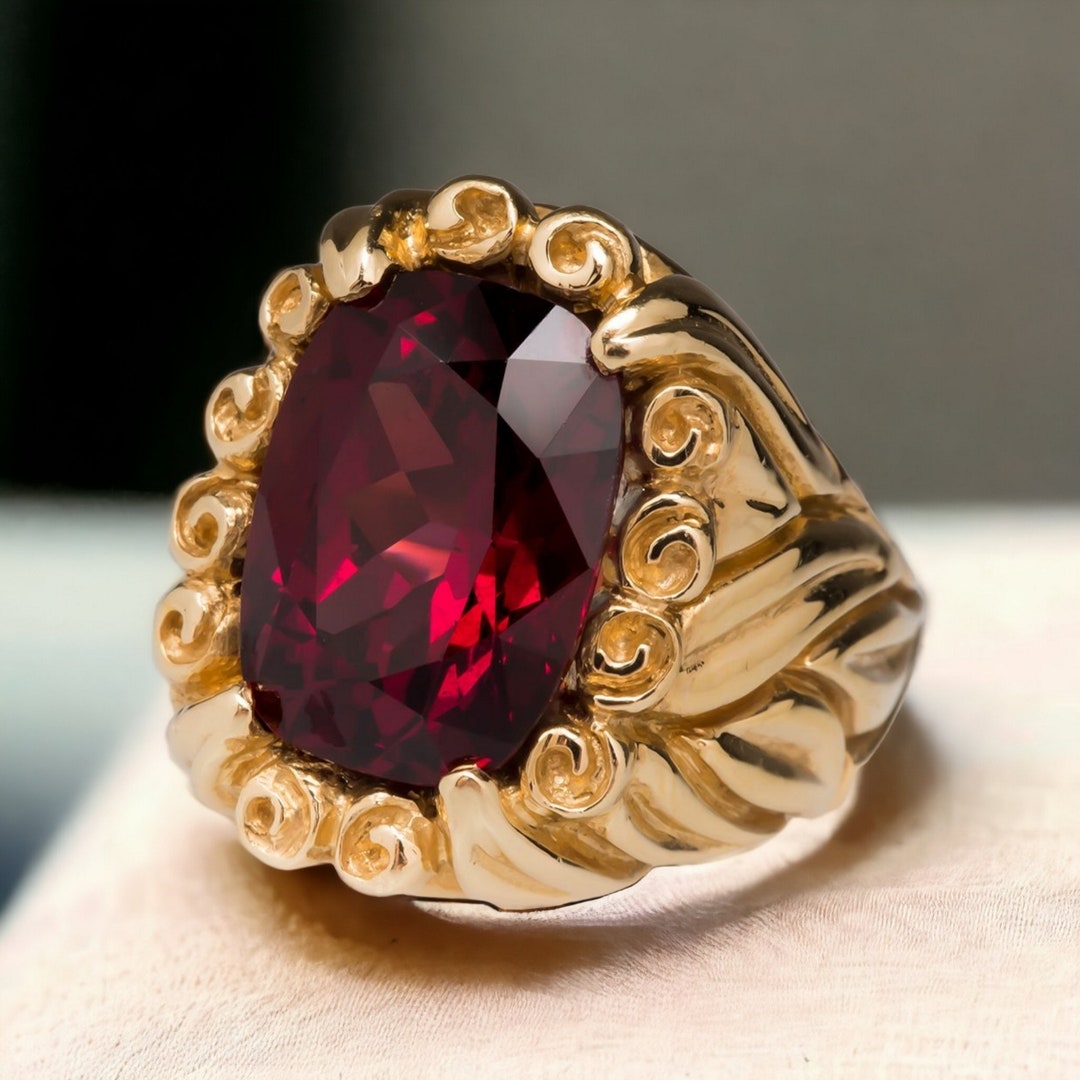 Buy Luxury Garnet Men Ring, Handmade Ring, Stylish Victorian Ring ...