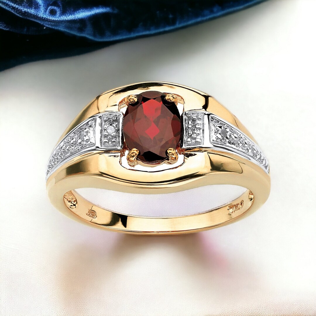 Natural Garnet Ring for Men, 925 Sterling Silver, AAA Quality Garnet ...