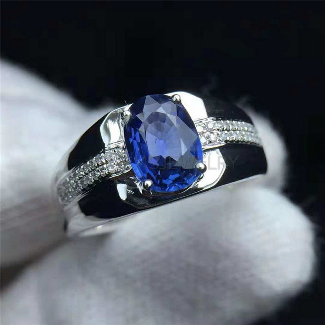 Natural Blue Sapphire Men Ring in Solid 925 Sterling Silver - Etsy