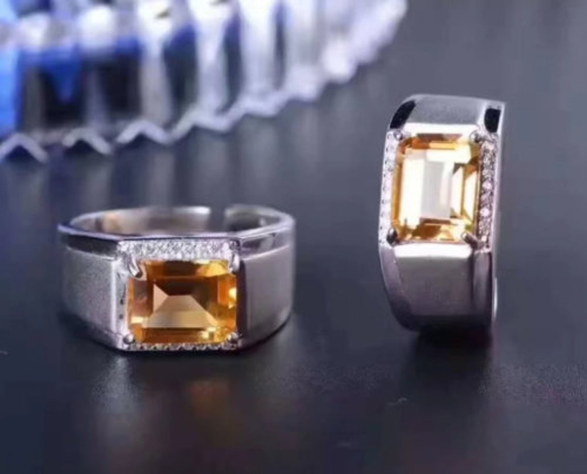 Natural Citrine Gem Men Ring in Solid 925 Sterling SilverAAA | Etsy
