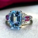 Natural Blue Topaz and Ruby Ring in Solid 925 Sterling Silver Designer ...