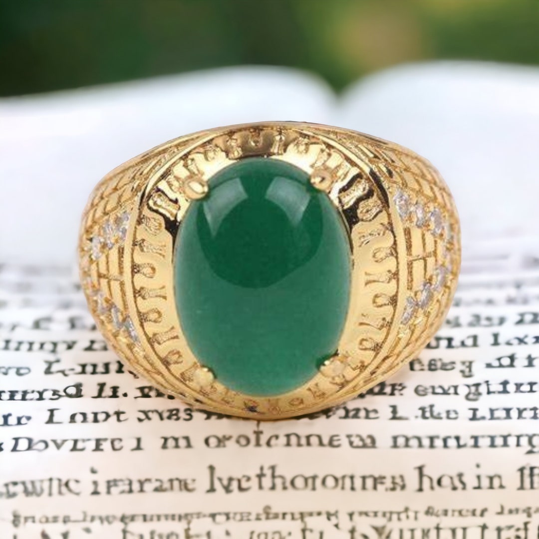 Jade Ring for Men, 10x14 Mm Oval Jade, Sterling Silver Ring, Handmade ...