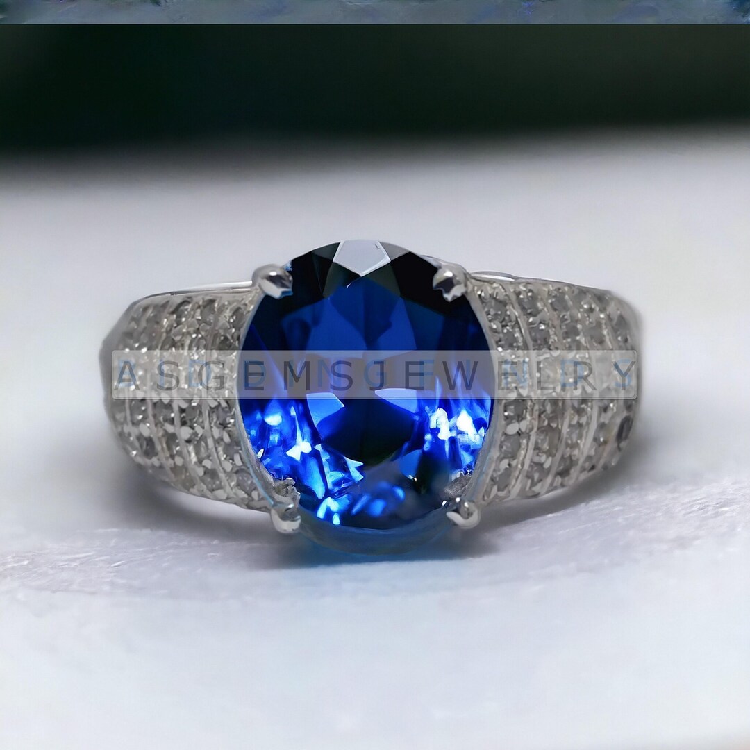 Blue Sapphire Ring for Men, Blue Ring, 14K Gold Over, Handmade Ring ...