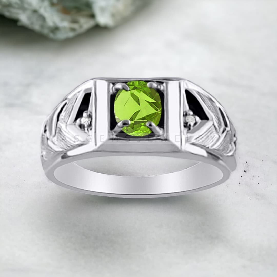 Peridot Men's Ring, Handmade Ring, Engagement Ring, Mid Centuary Ring ...