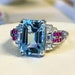 Natural Blue Topaz and Ruby Ring in Solid 925 Sterling Silver Designer ...