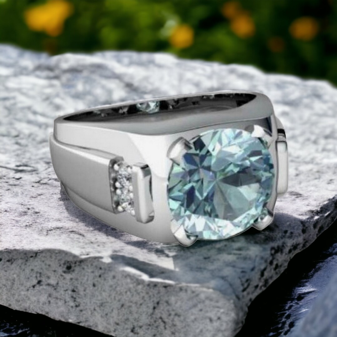 Blue Topaz Men Ring 925 Sterling Silver Ring Handmade Ring Personalized ...