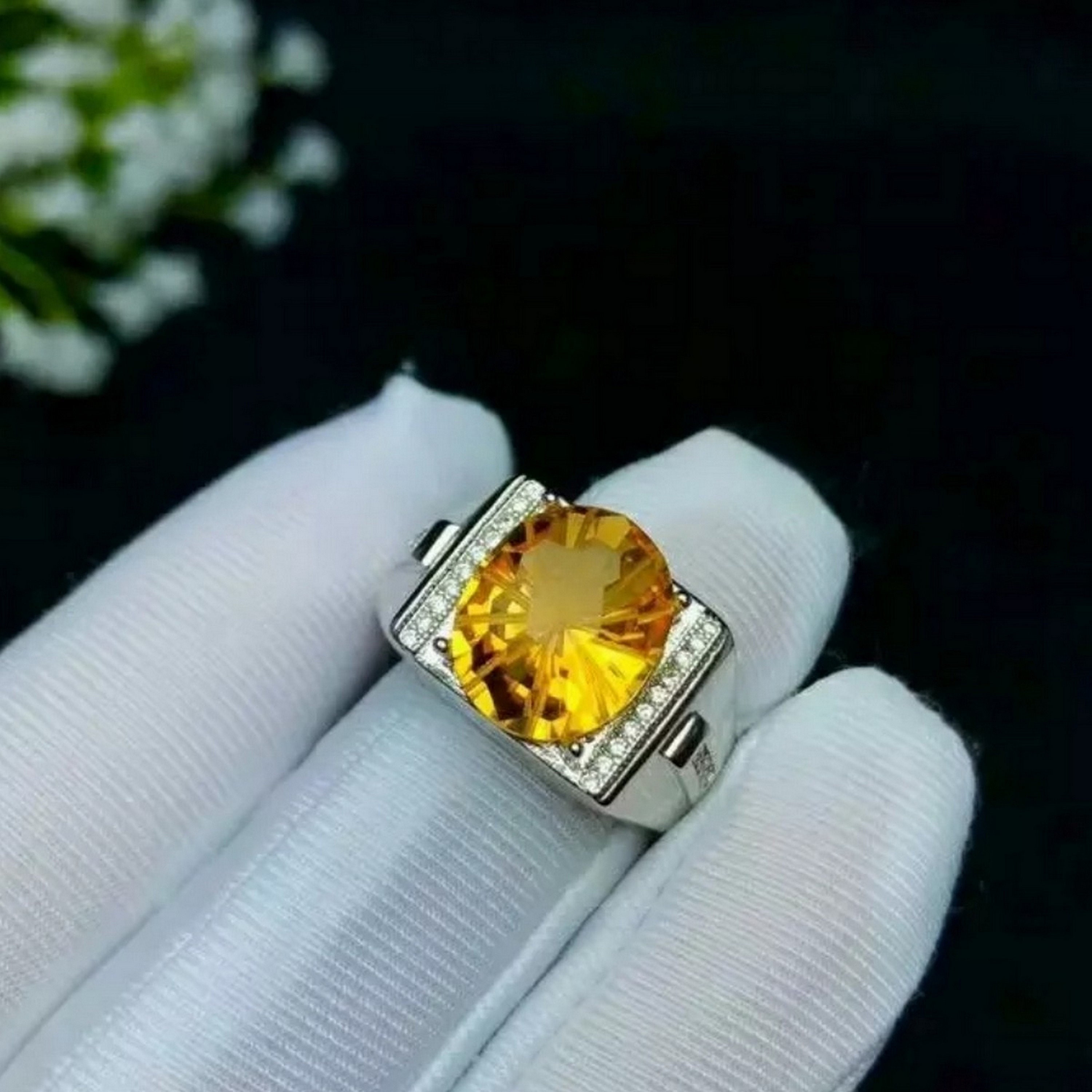 Citrine Men's Ring November Birthstone Personalized - Etsy