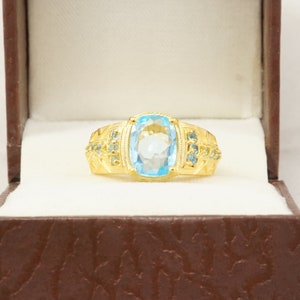 Natural Blue Topaz Ring for Men 925 Sterling Silver Blue | Etsy