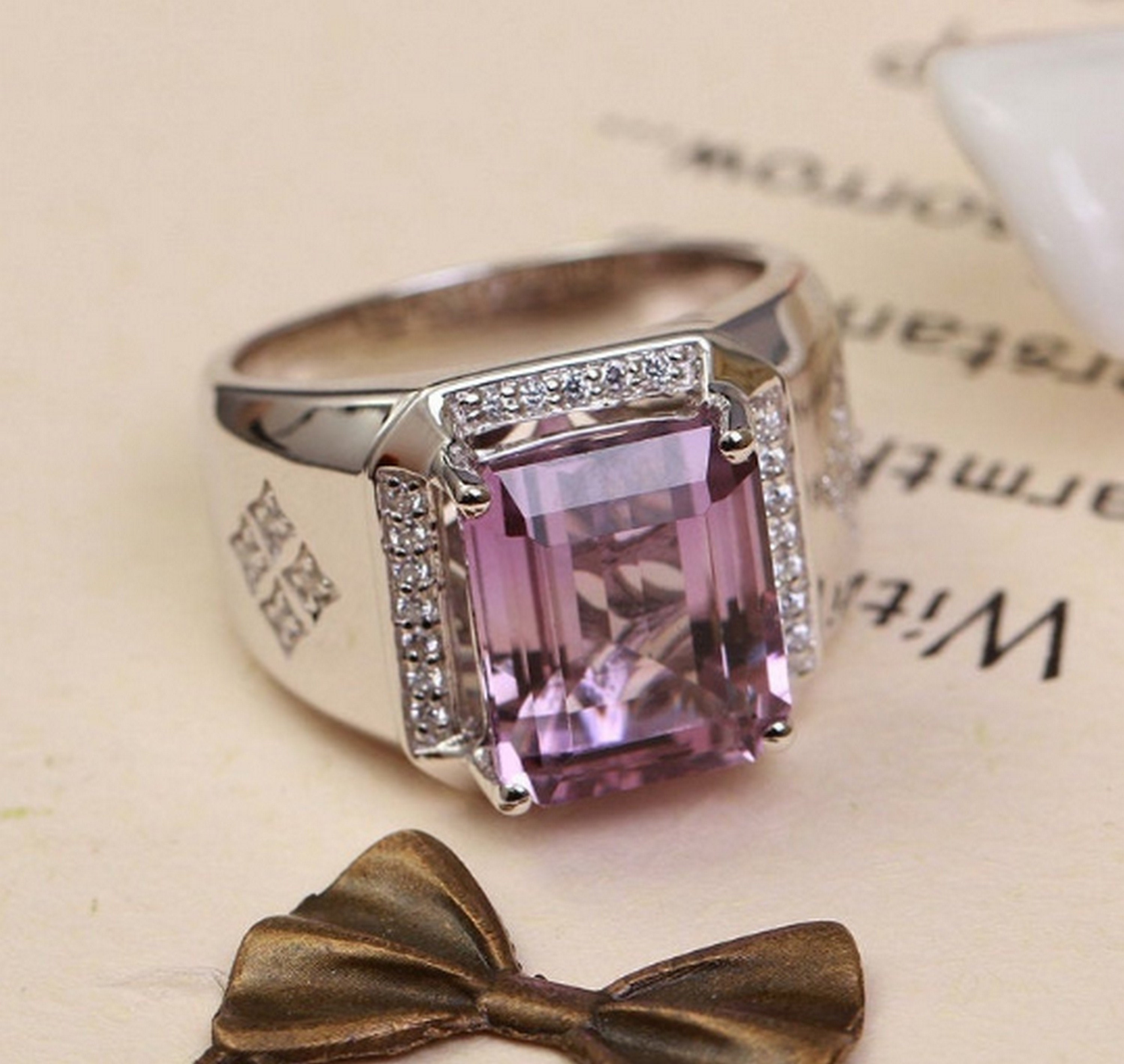 Natural Amethyst Men's Ring 925 Sterling Silver Handmade | Etsy