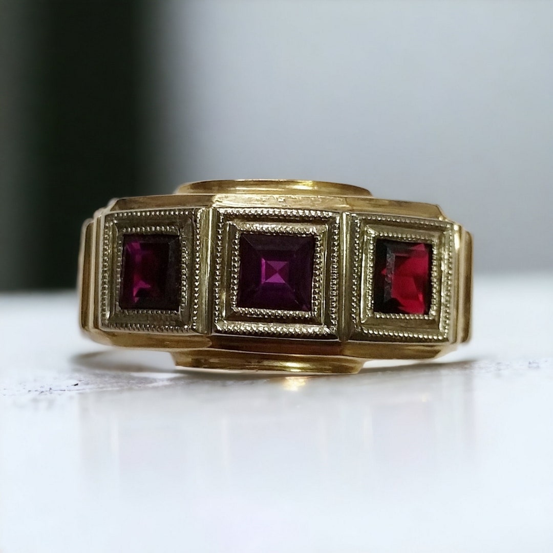 Red Garnet Ring, Handmade Men's Ring, Turkish Handmade Men's Ring ...