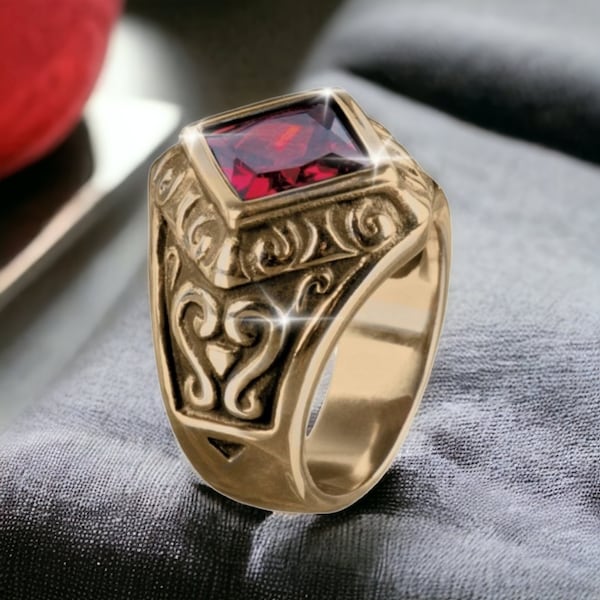 Mens Garnet Ring - Etsy
