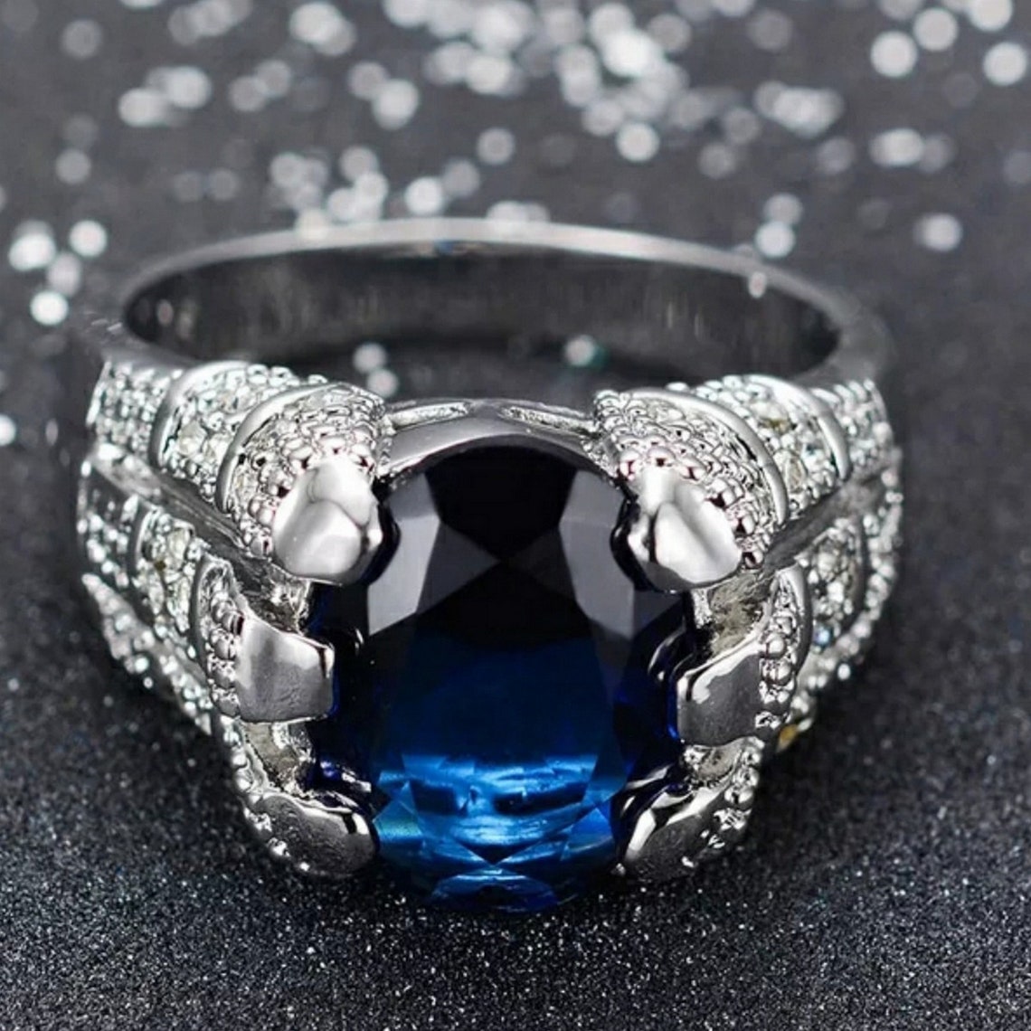 Natural Blue Sapphire Men's Ring 925 Sterling Silver - Etsy