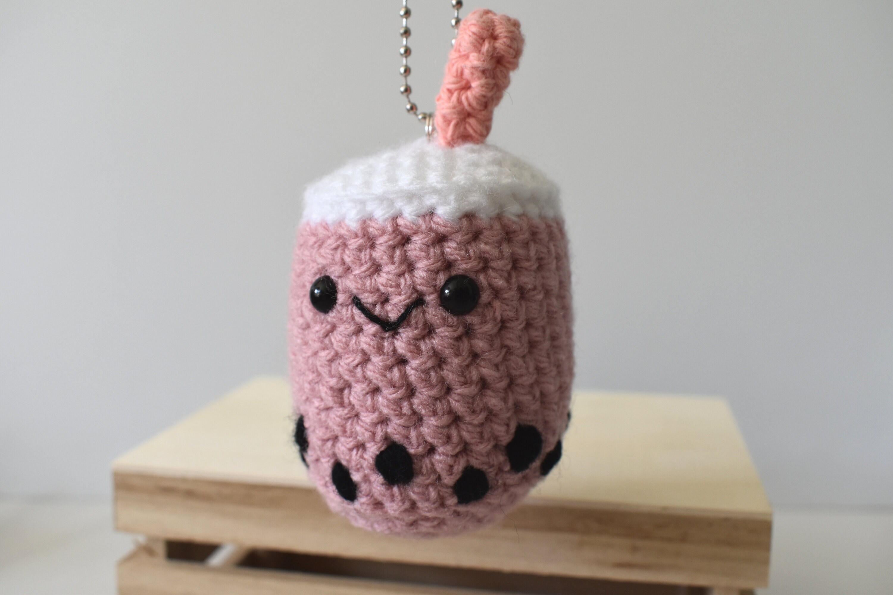 Crochet Boba Bubble Tea Amigurumi Plushie Keychain | Foodie Ornament ...