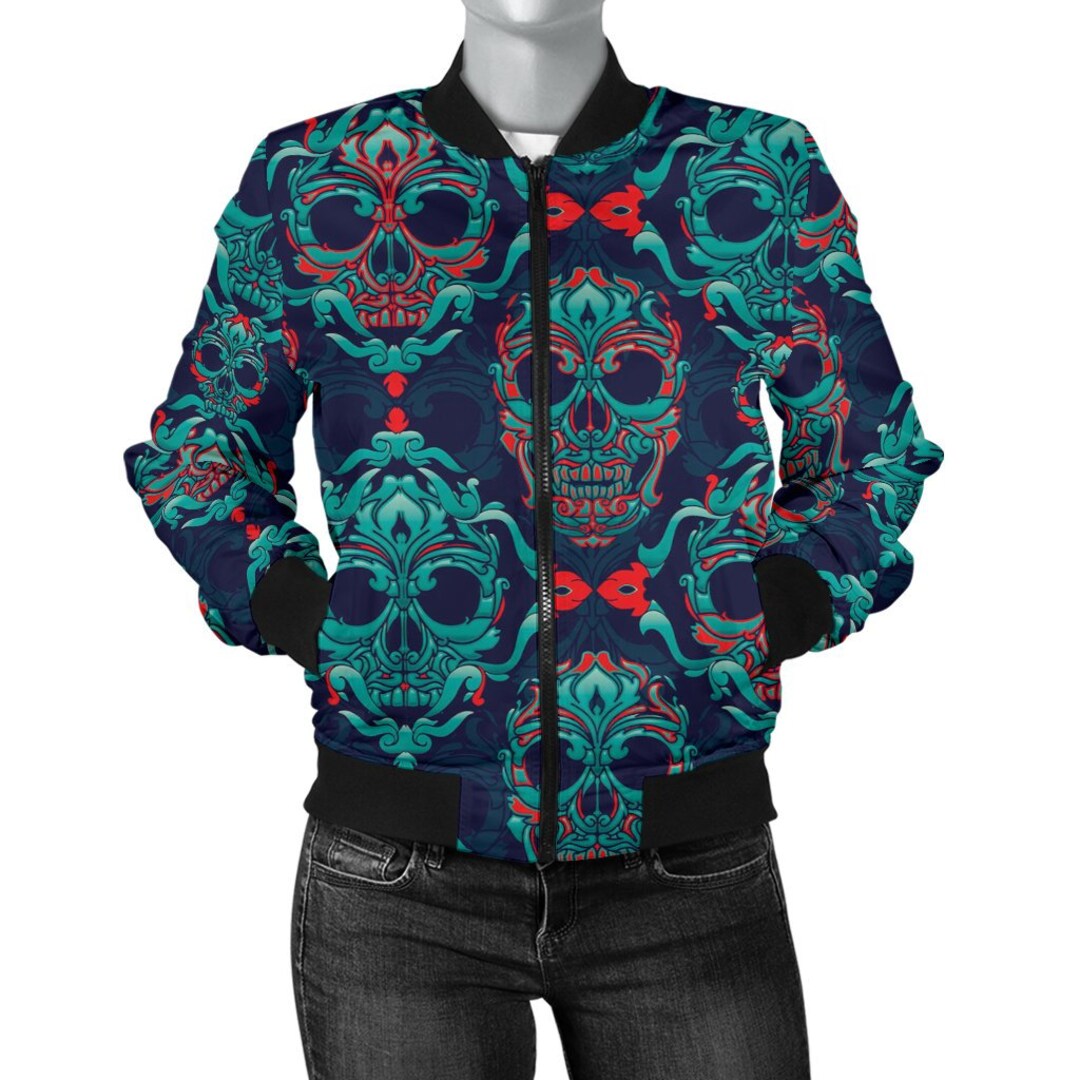 Skull Women's Bomber Jacket - Etsy