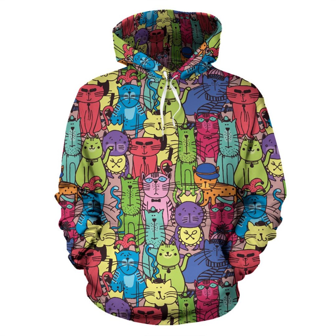 Cartoon Cat Hoodies - Etsy