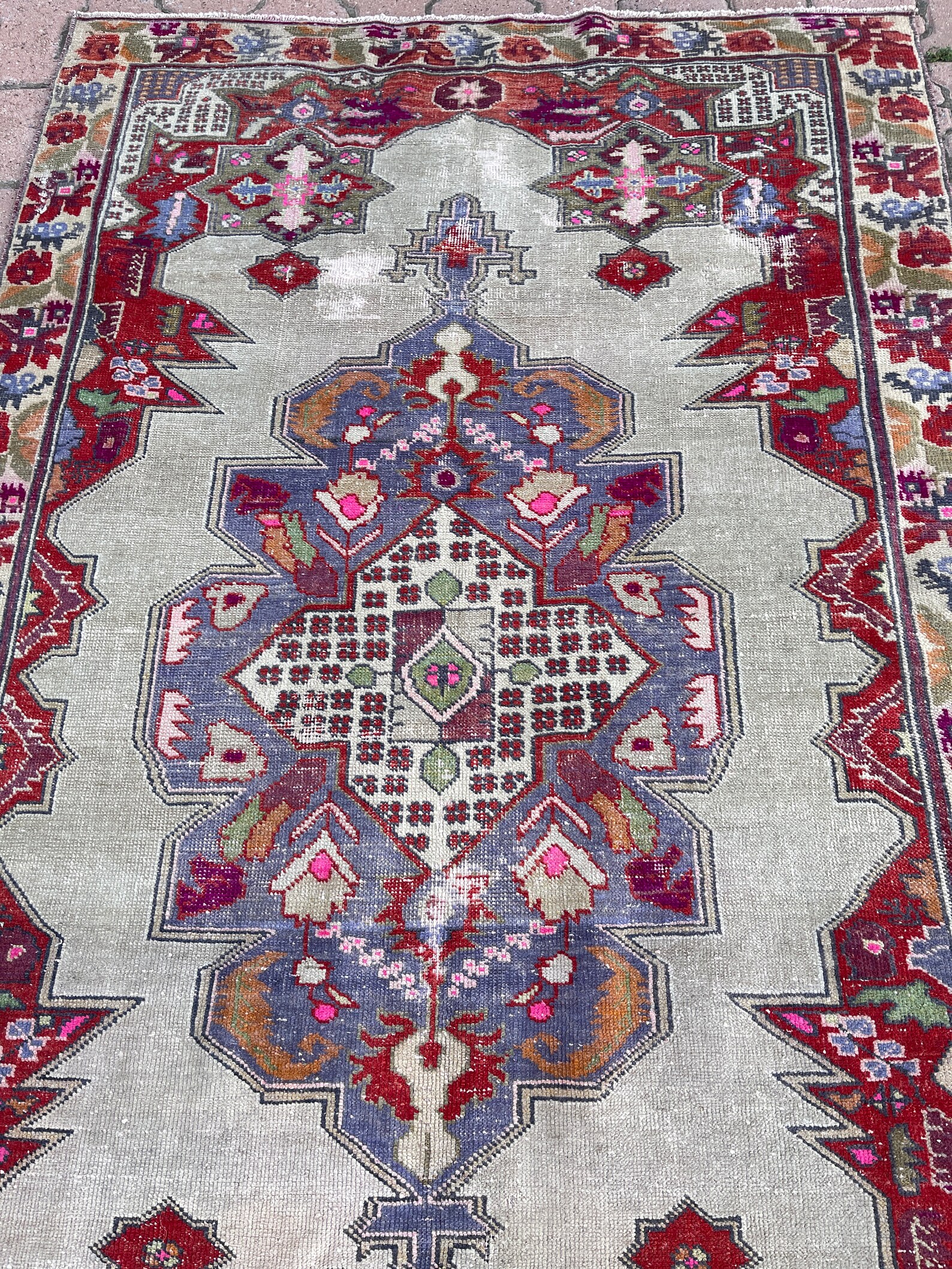 Vintage Rug Turkish Rug Pastel Color Rug 4.3x7.3 Ft Area Rug | Etsy