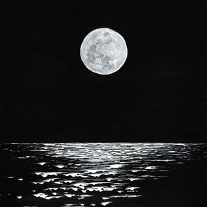 Moonlit Water: Print of Original India Ink and Gouache Painting. - Etsy