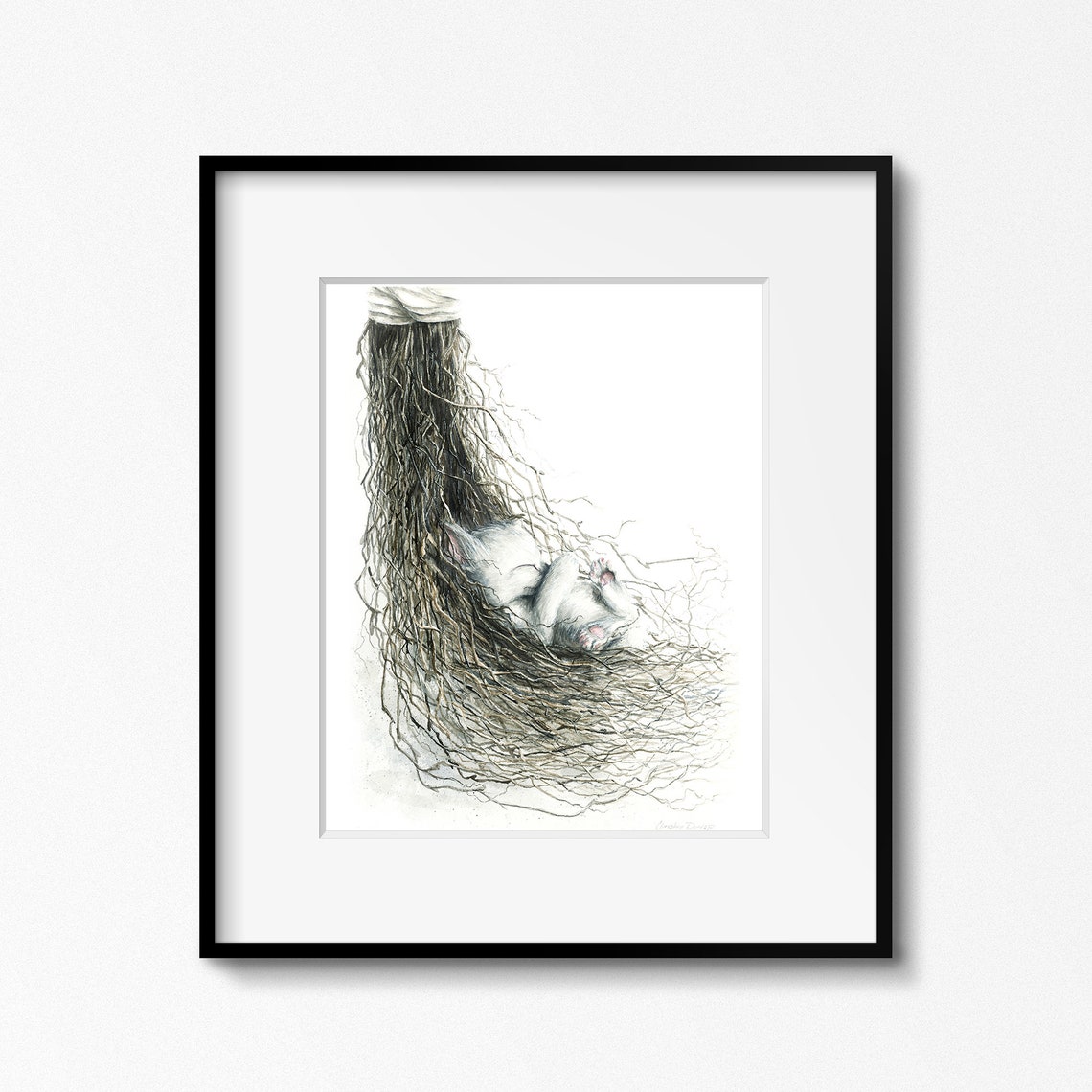 Cat Nap: Print of Original Watercolor & India Ink Painting - Etsy