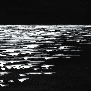 Moonlit Water: Print of Original India Ink and Gouache Painting. - Etsy