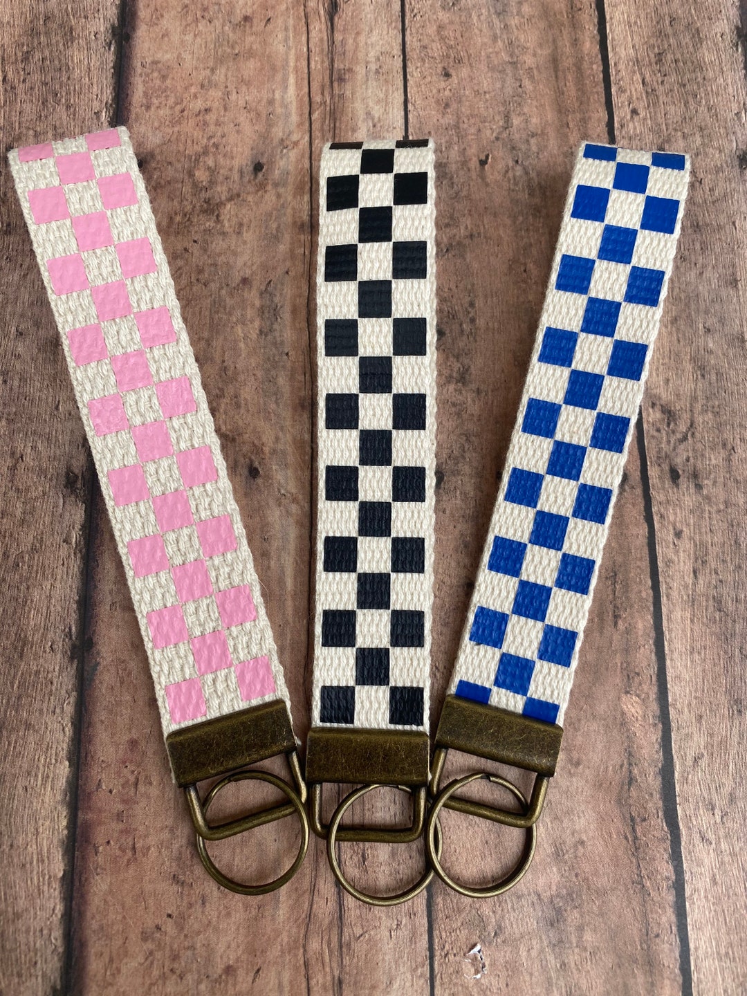 Checkered Keychain/ Checkered Key Wristlet/ Checkered Key Fob ...