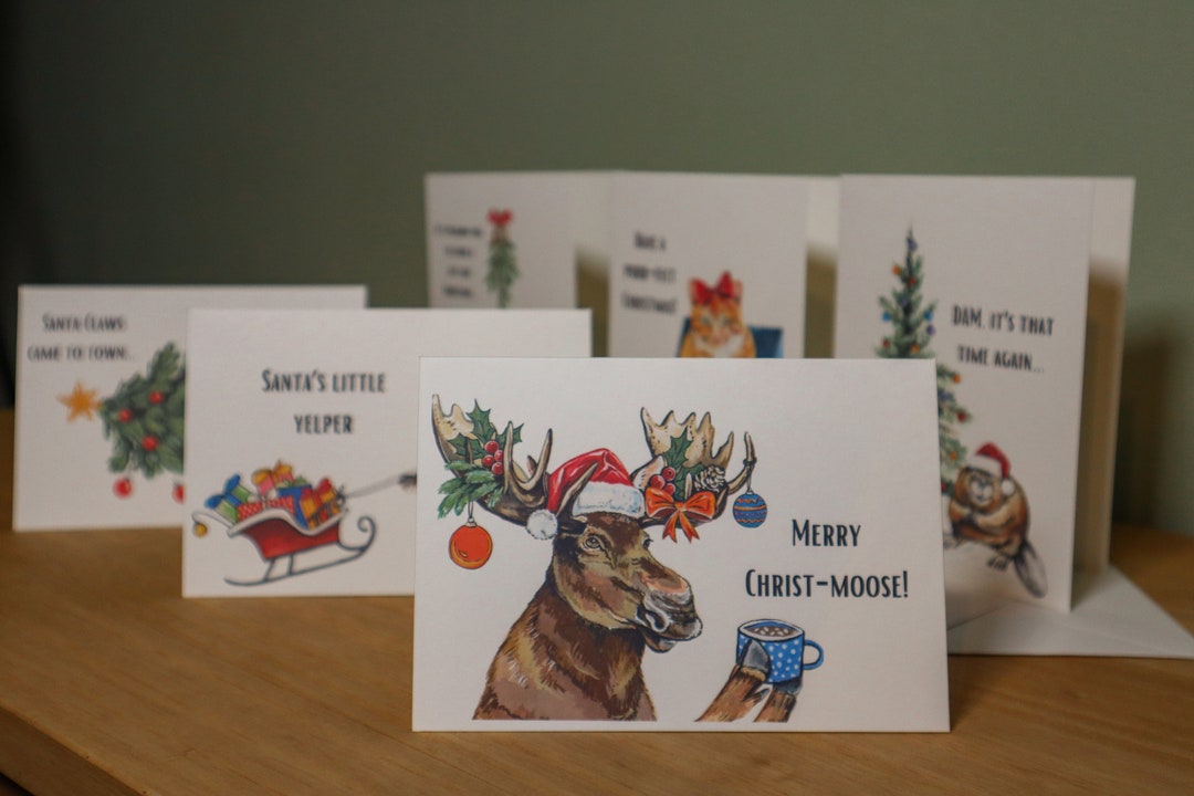 6 Christmas Cards Animal Christmas Cards Cute Christmas Cards Animal ...