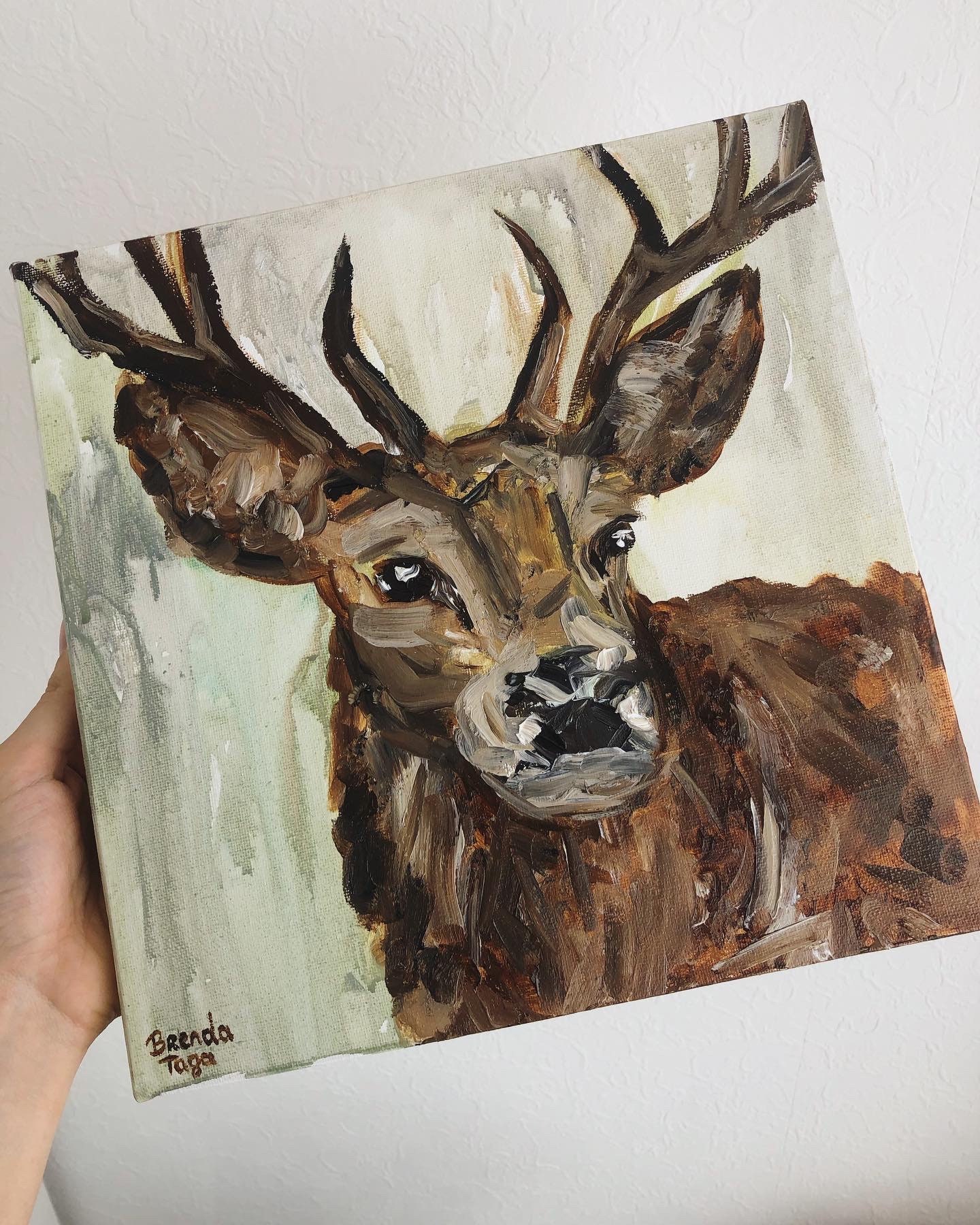 Stag - Oil Painting, Stag Painting, Wall Decor (29x29cm) - Etsy