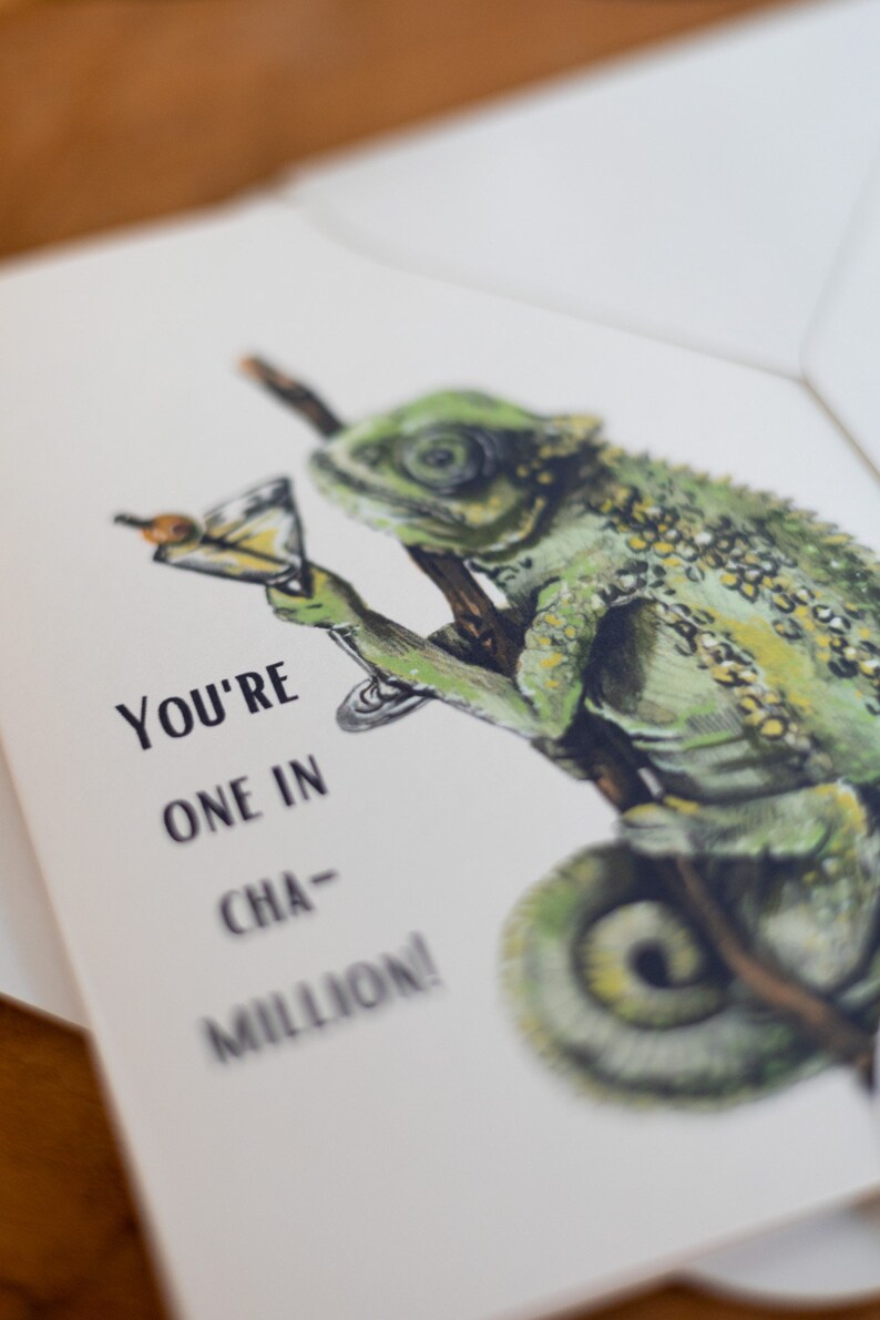 Chameleon Greeting Card | Greeting Card Watercolor | Animal Greeting ...