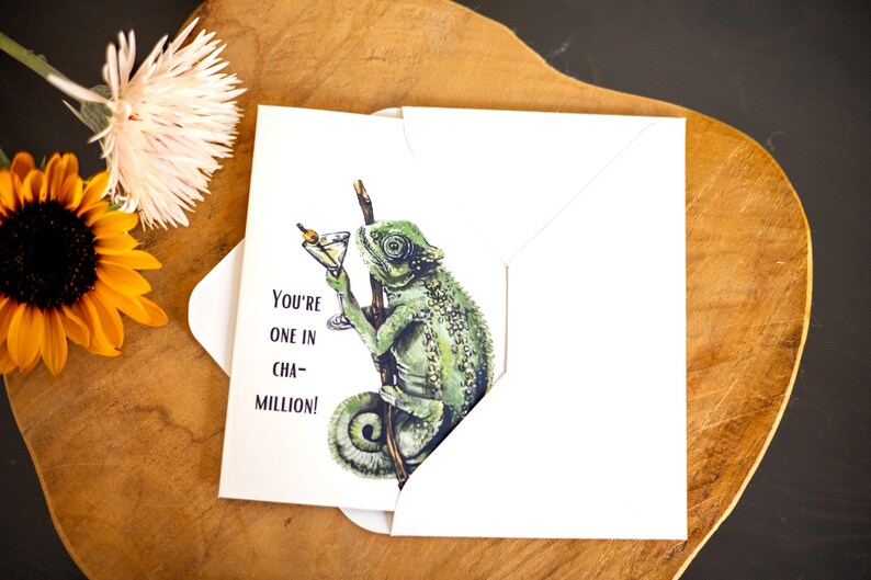 Chameleon Greeting Card | Greeting Card Watercolor | Animal Greeting ...