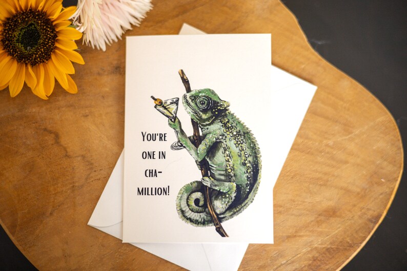 Chameleon Greeting Card | Greeting Card Watercolor | Animal Greeting ...