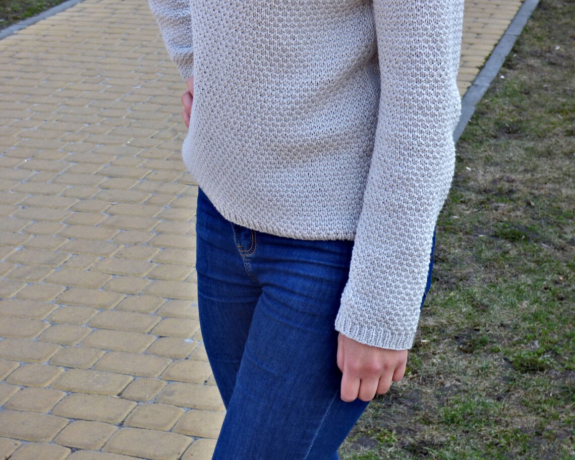 Knitting Pattern Pearl Sweater top-down Seamless. Sizes: | Etsy
