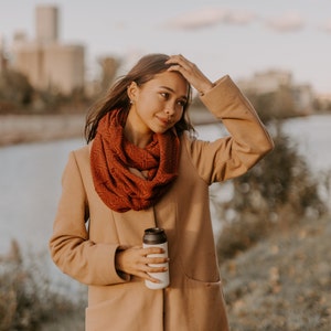 Burnt Orange Infinity Scarf - Terracotta Knit Infinity Scarf - Orange ...